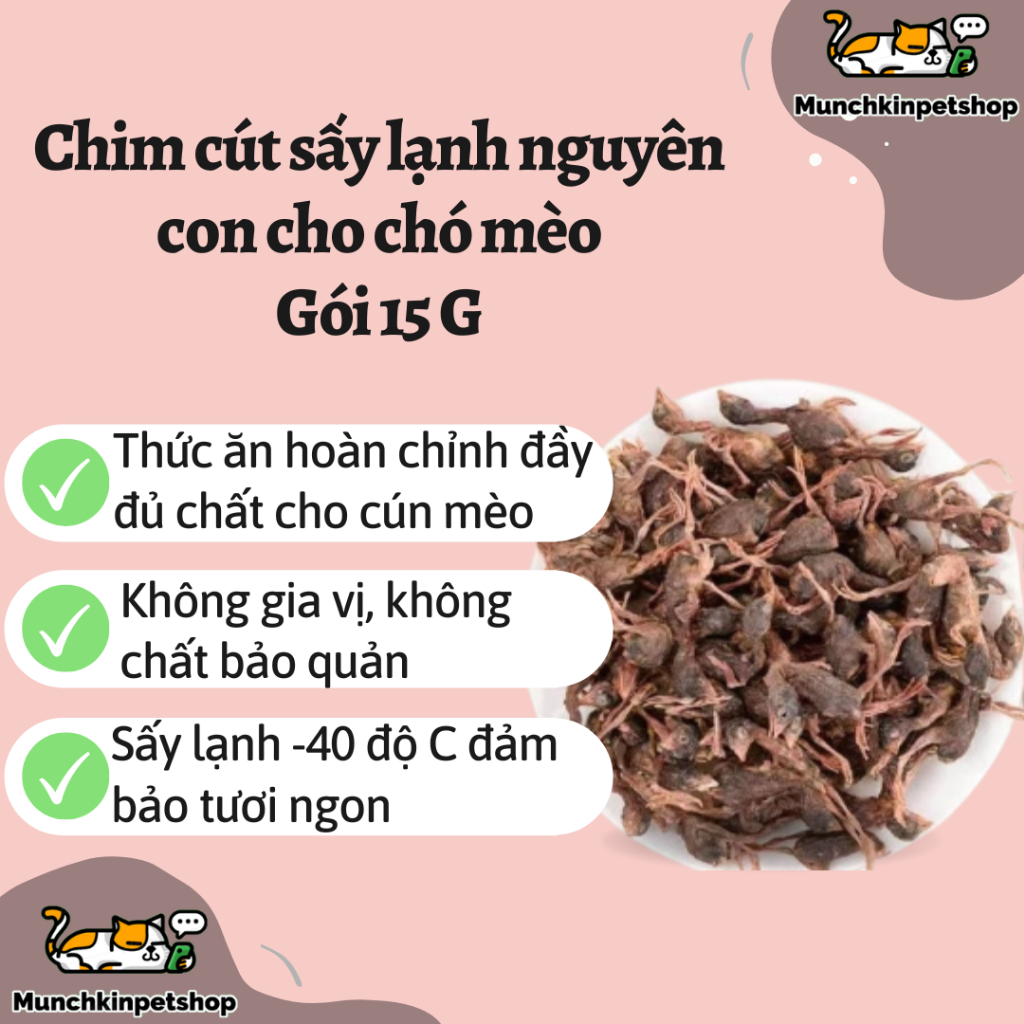 Chim cút sấy lạnh cho chó mèo gói 15g | Shopee Việt Nam