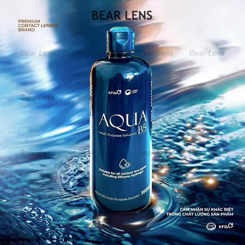 BEAR LENS Nước Ngâm Lens Chai Lớn Aqua B5 Dung Tích 360Ml Tiện Lợi Tiết Kiệm Dành Cho Lens Kính ...