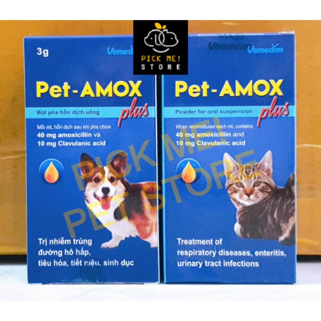 [Lọ 3g] Bột pha Pet Amox Plus Hỗ Trợ Các Nhiễm Trung Hô Hấp, Tiết Niệu ...
