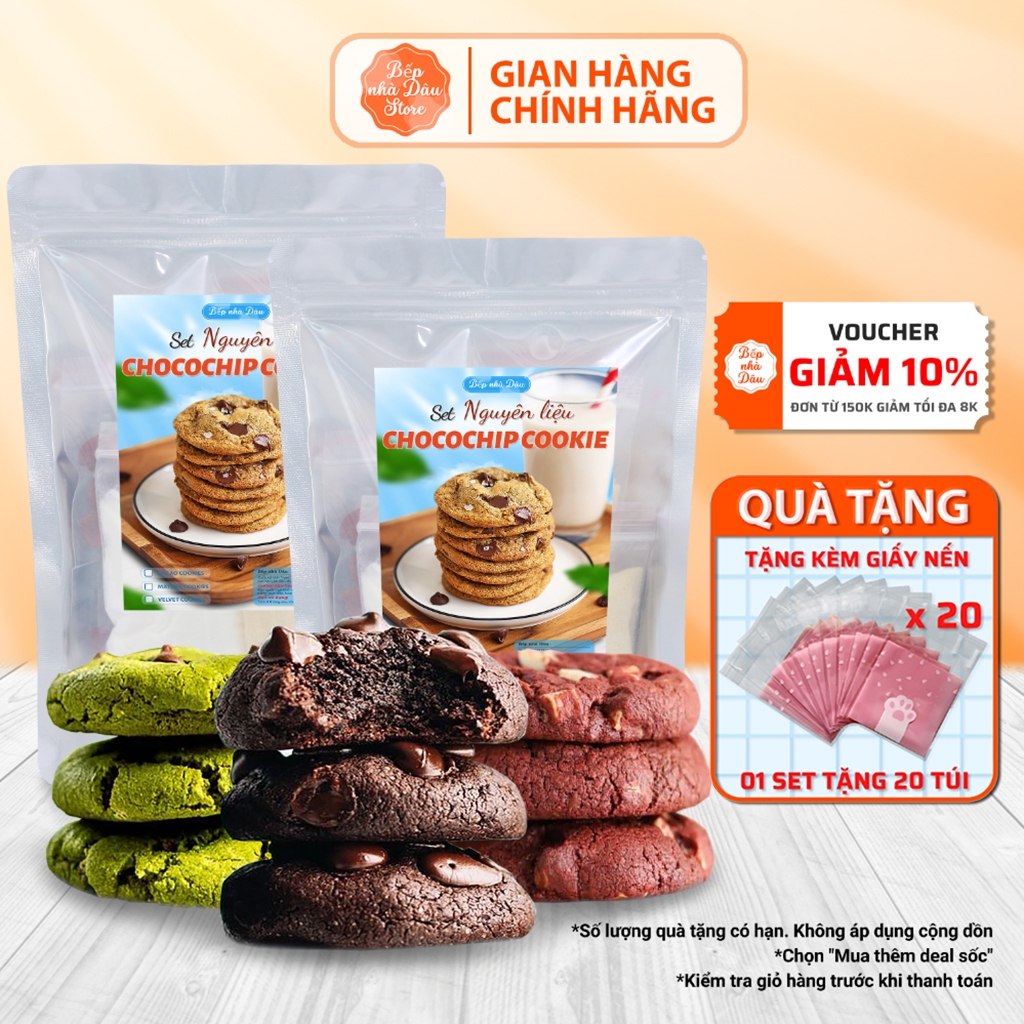 Set Làm Bánh Cookie Chocolate Chip Thành Phẩm 20 Cái Thơm Ngon Bếp Nhà Dâu Store | Shopee Việt Nam