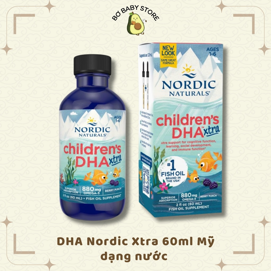 Siro bổ sung DHA cho bé từ 1 tuổi Nordic Naturals DHA Xtra Liquid 60ml ...