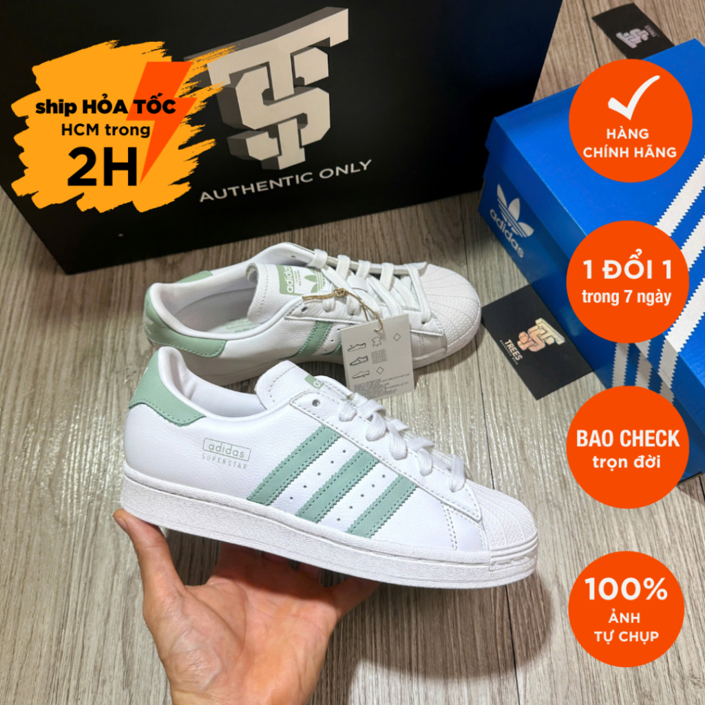 [CHÍNH HÃNG] Giày thể thao ADIDAS SUPERSTAR WHITE HAZY GREEN IG4541 ...