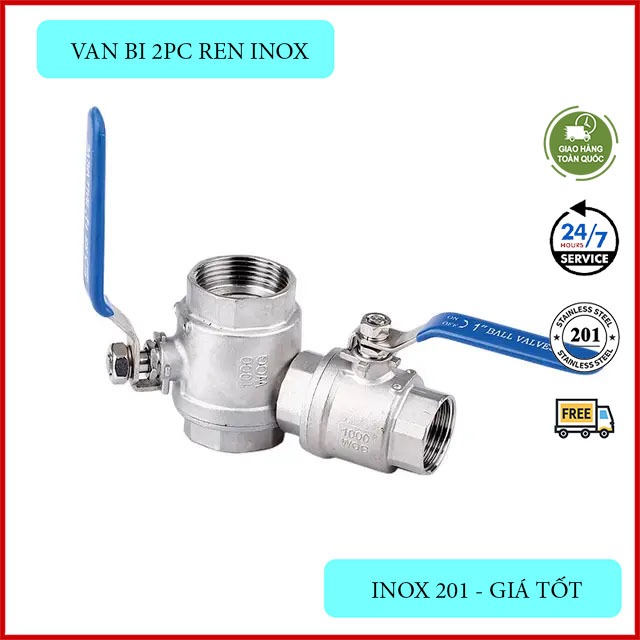 Van bi inox 201, 21/ 27/ 34/ 42/ 49/ 60, 2pc balls valves inox 201 giá ...