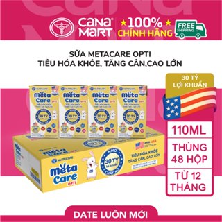 Thùng sữa bột pha sẵn Nutricare Metacare Opti tiêu hóa khỏe, tăng cân, cao lớn (110ml x 48 hộp ...