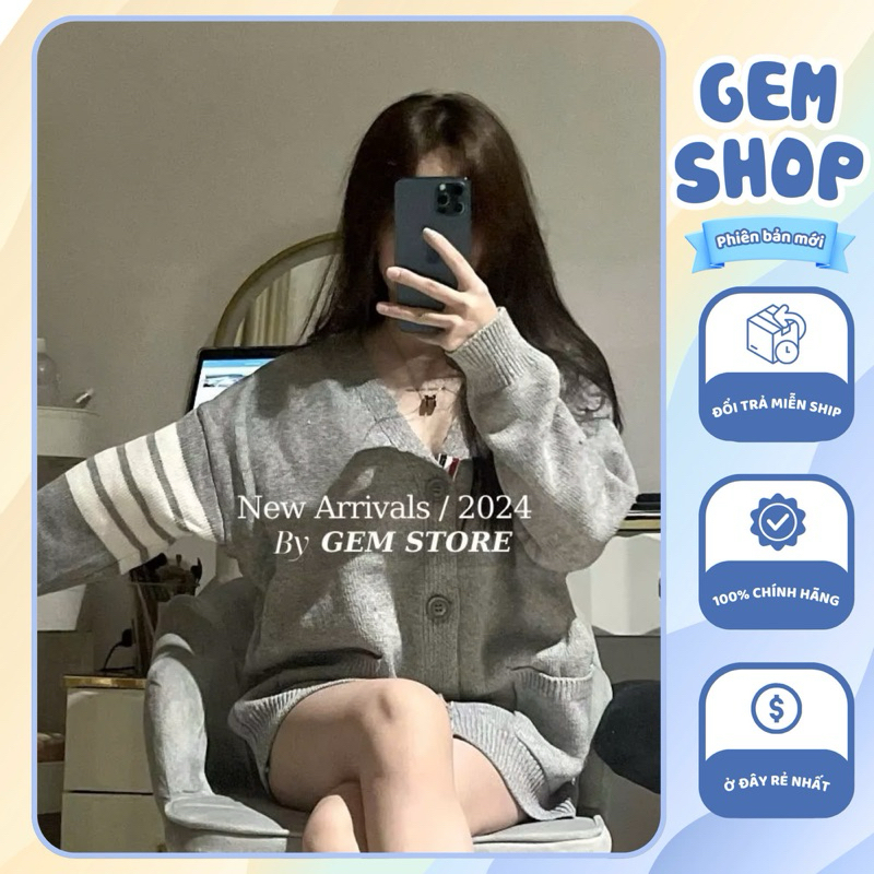 (Hàng loại 1- shop tự chụp) Áo Cardigan Thome Len Tay Kẻ Sọc Dáng Rộng ...