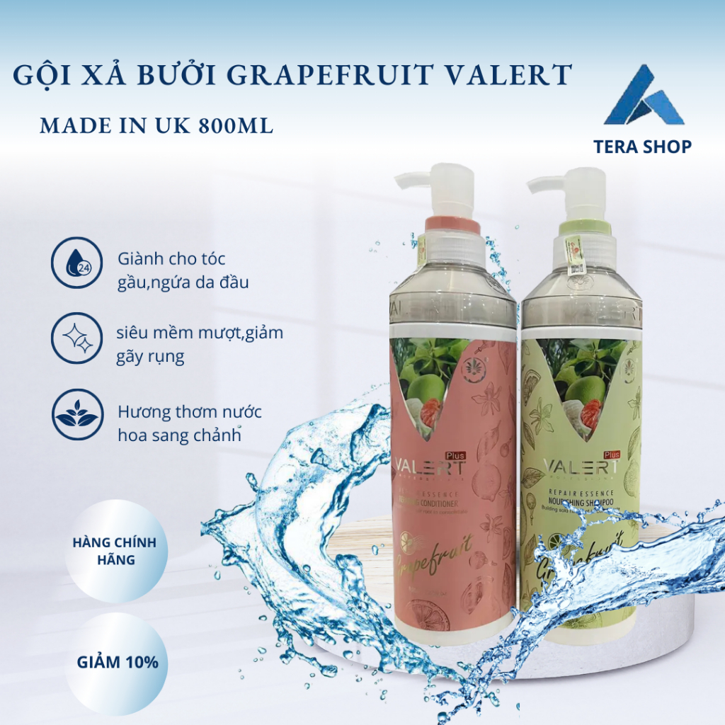 Dầu gội xả bưởi Valert Grapefruit 850ML phục hồi, chống rụng kích mọc ...