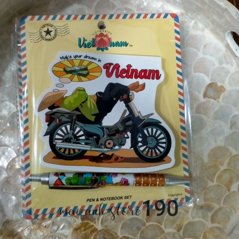 Sổ tay A6 kèm bút bi hình ảnh Chibi xe bánh mì hội an xích lô xe ôm ...