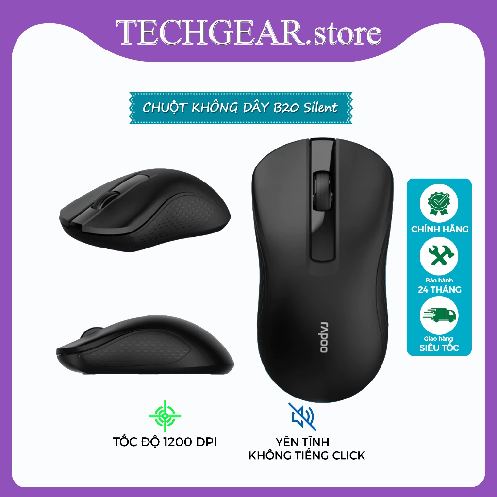 RAPOO B20 Silent Chuột Máy Tính Không Dây Kết Nối USB Wireless 2.4GHz | Chính Hãng BH Đổi Mới 24 ...