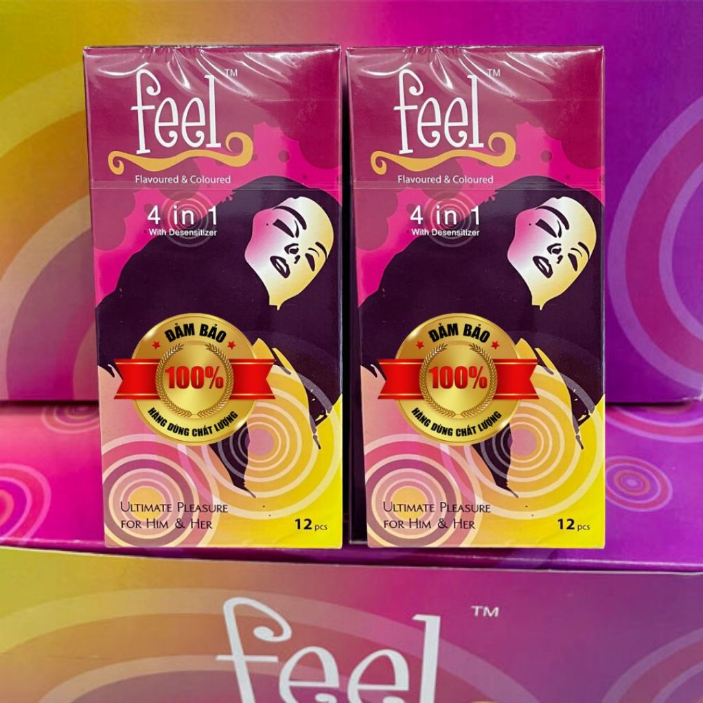 Bộ 2 Hộp Bao cao su Feel 4 in 1 12 bao Flavoured & Coloured | Bao cao ...