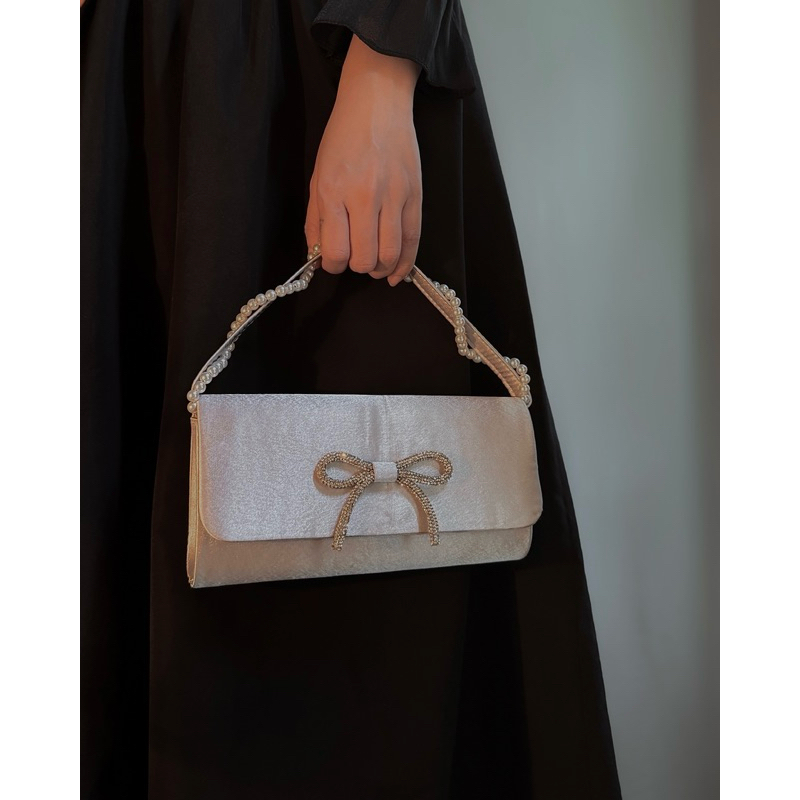 The Brille - Clutch satin nơ đá đi kèm 3 loại quai | Shopee Việt Nam