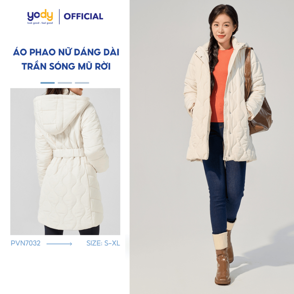 Áo Phao Nữ YODY Dáng Dài Lỡ, Phao VIP Trần Sóng Mũ Rời Siêu ấm, Siêu ...