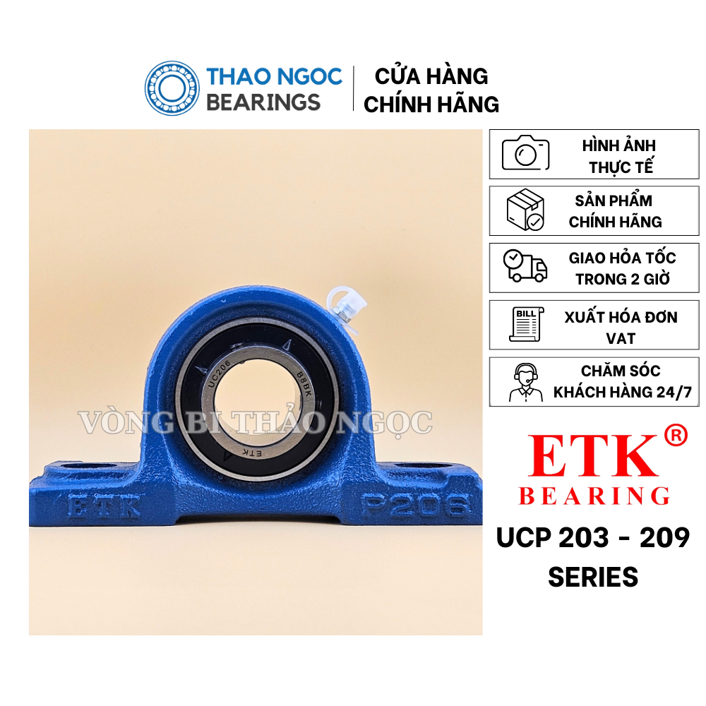 Vòng bi Thảo Ngọc gối đỡ bạc đạn UCP 203 204 205 206 207 208 209 hãng ETK hàng CHÍNH HÃNG ...