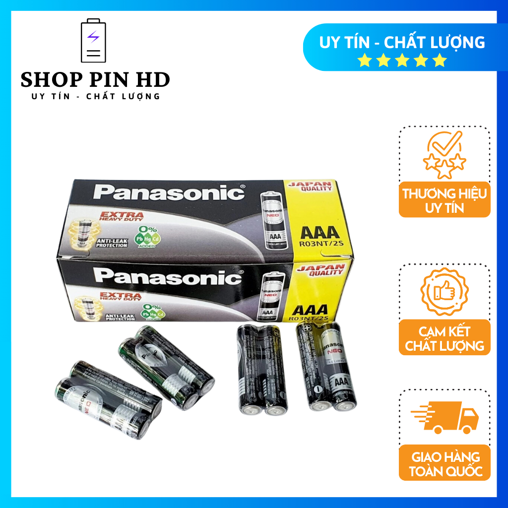 Pin AAA Panasonic Carbon R03NT/2S Hộp 60 Viên Hàng Chính Hãng Cho Đèn Pin, Điều Khiển Vỉ 2 Viên ...