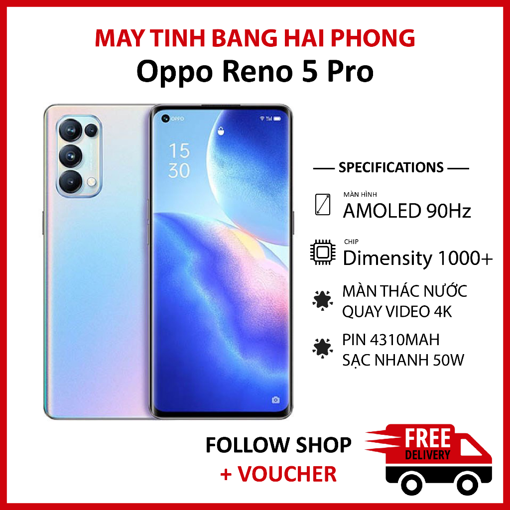 Điện thoại Oppo Reno 5 Pro, RAM 8/128GB chip Dimensity 1000+ màn 90Hz ...