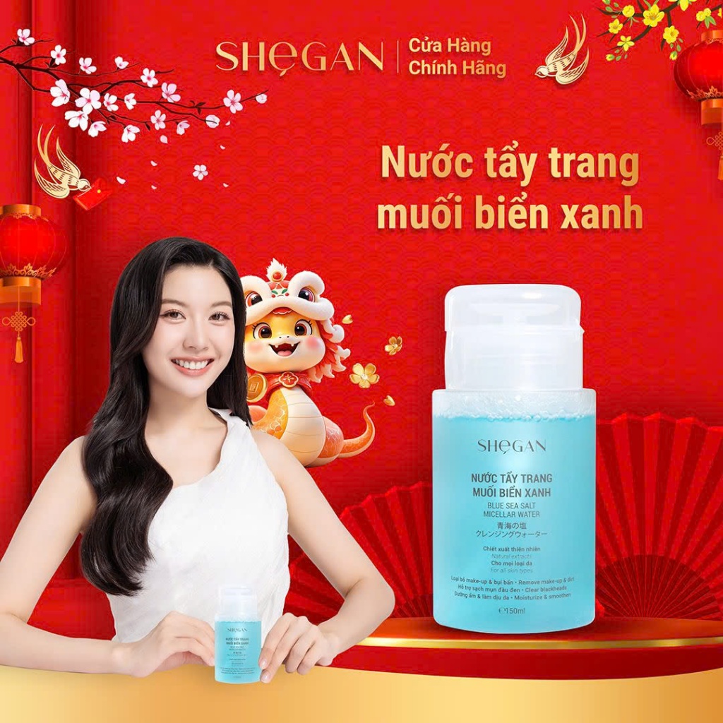 Nước Tẩy Trang Muối Biển Xanh SHEGAN 150ml - Làm Sạch Lớp Trang Điểm ...