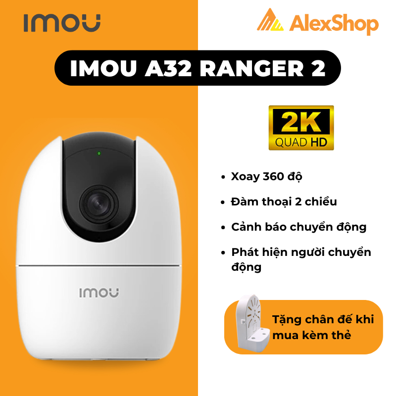 [3M] Camera WiFi Imou A32 Ranger 2 (2K), Xoay 360, Báo Động Đàm Thoại 2 ...