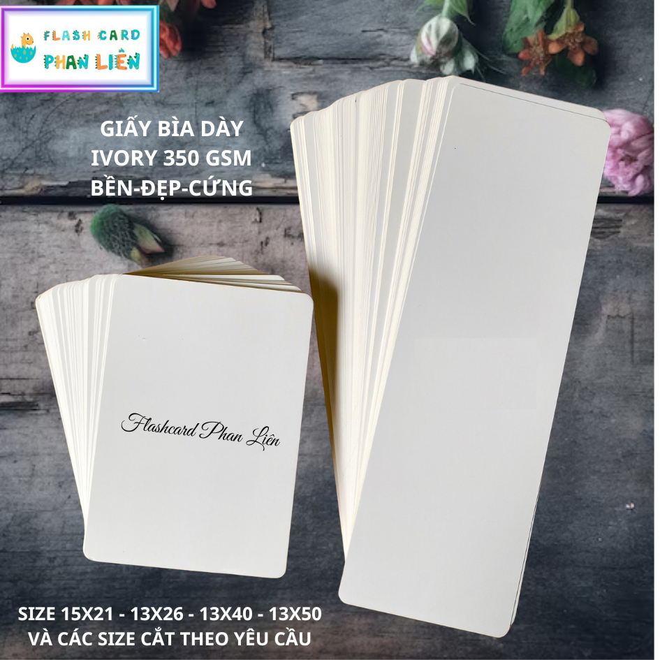 Giấy ivory 350gsm - thẻ flashcard trắng a4 / a5 / a6 / a7, giấy bìa ...