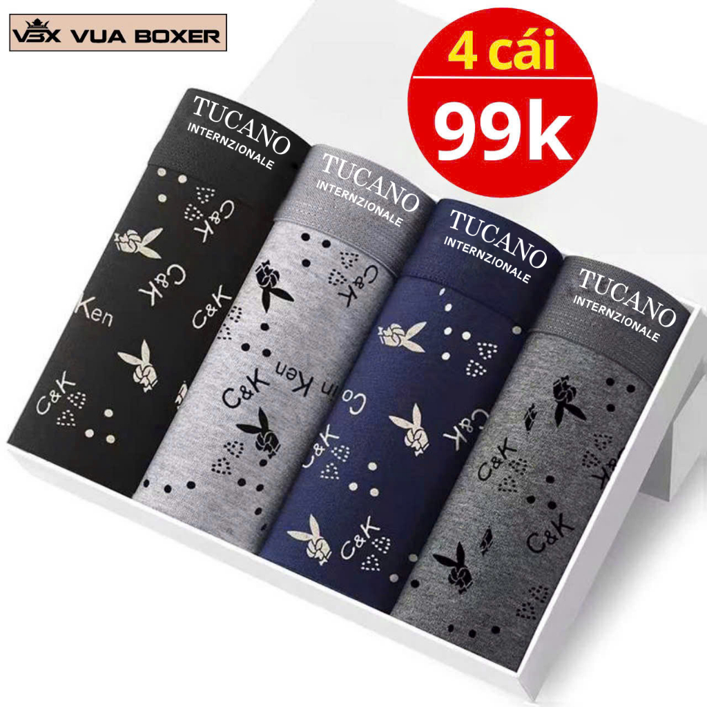 Sét 4 quần sịp đùi nam boxer vải thun cotton quần lót nam co dãn sịp ...