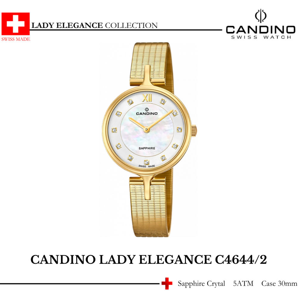 Đồng hồ nữ CANDINO C4644/2 LADY ELEGANCE mặt số đính đá, khảm xà cừ ...