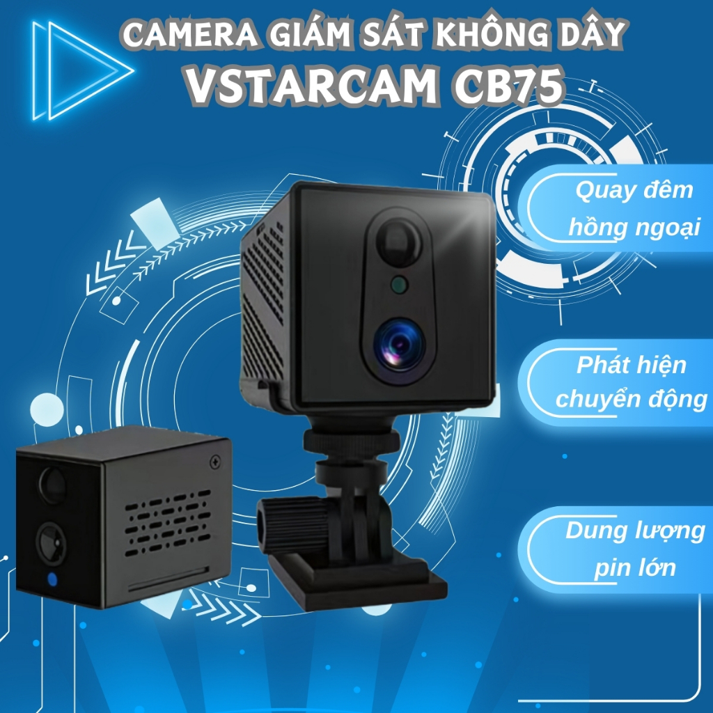 Camera Full HD Vstarcam CB75, Camera giám sát 1080 full hd kết nối 4G pin 3000 mha bảo hành 12T ...