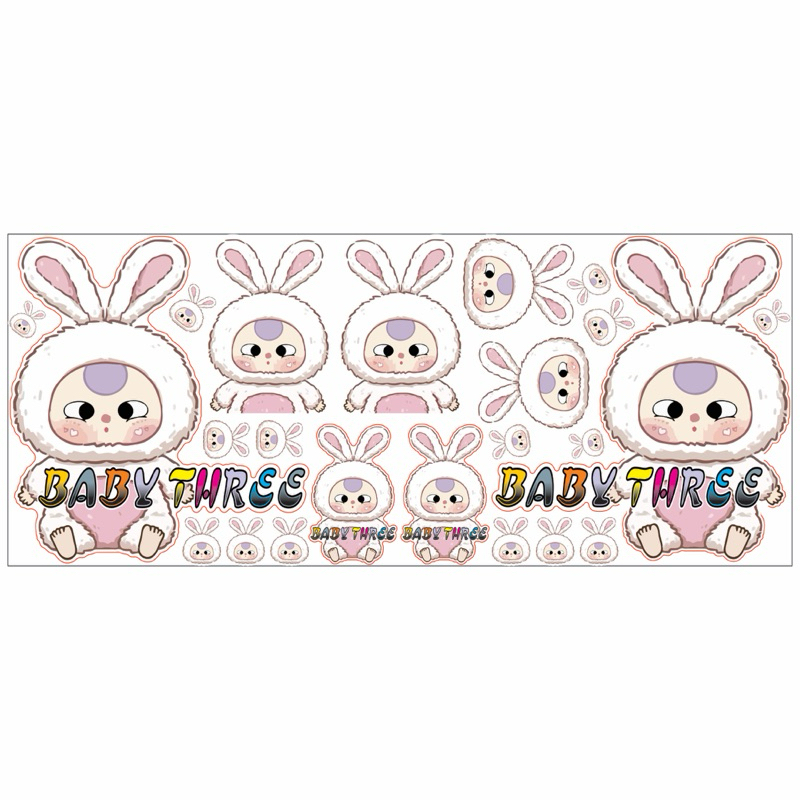 Full bộ tem sticker baby three, thỏ dán xe điện , xe máy dễ thương ...