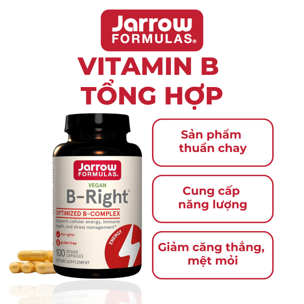 Viên Uống Bổ Sung Vitamin B Tổng Hợp Jarrow Formulas B- Right 100 Viên ...