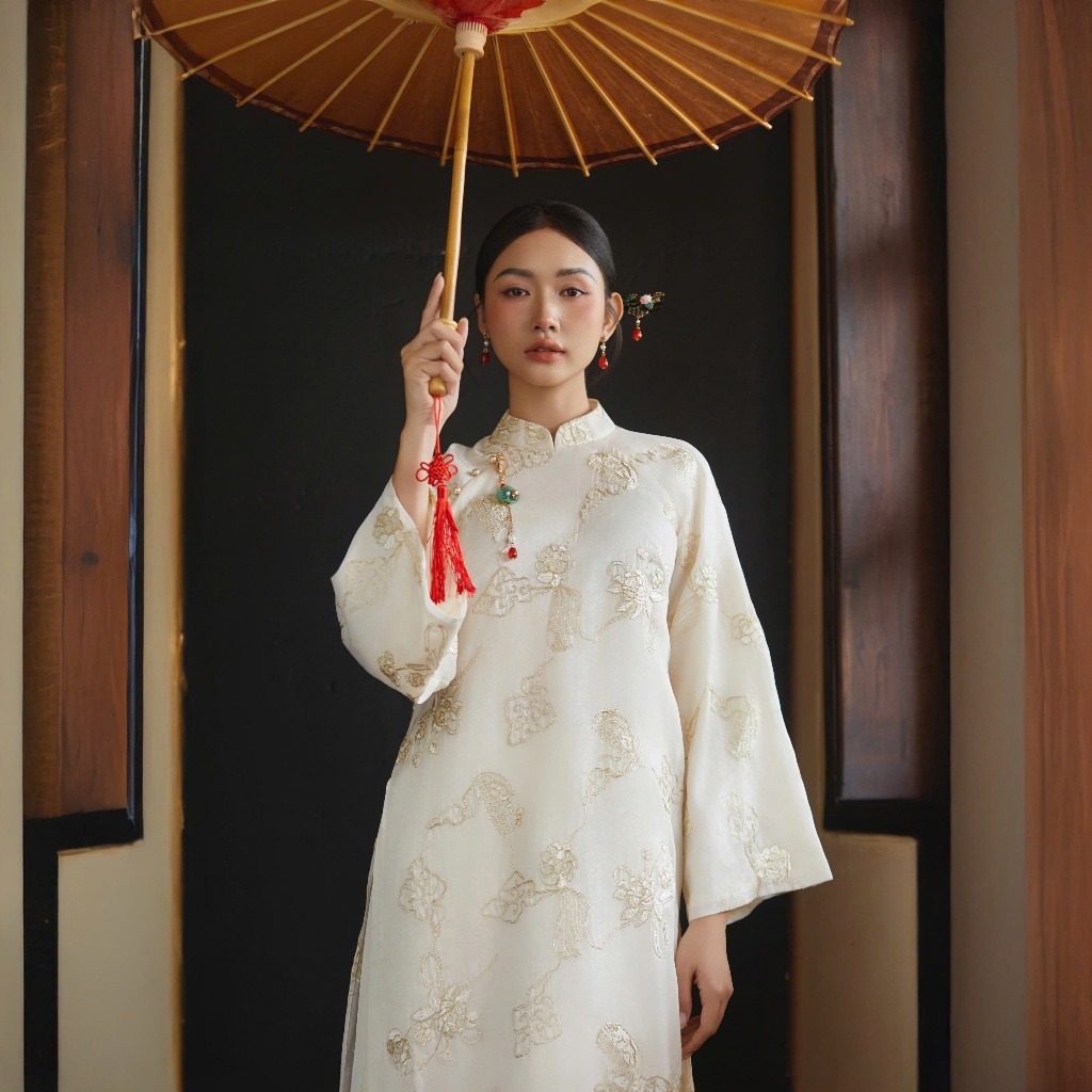 Áo Dài Mãn Ngọc - EDINI - A1678 | Shopee Việt Nam