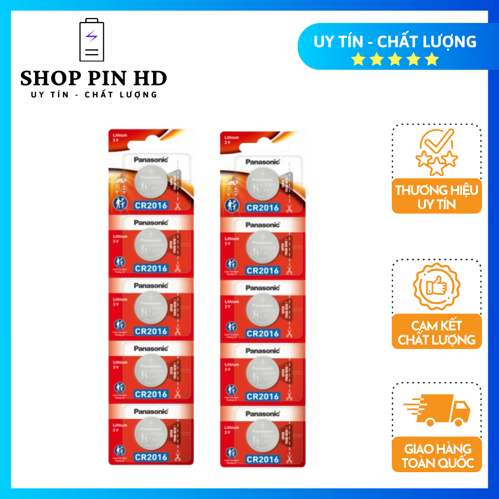 Pin Cúc Áo 3V Pin CR2016 Panasonic 3V Lithium Vỉ 5 Viên | Shopee Việt Nam