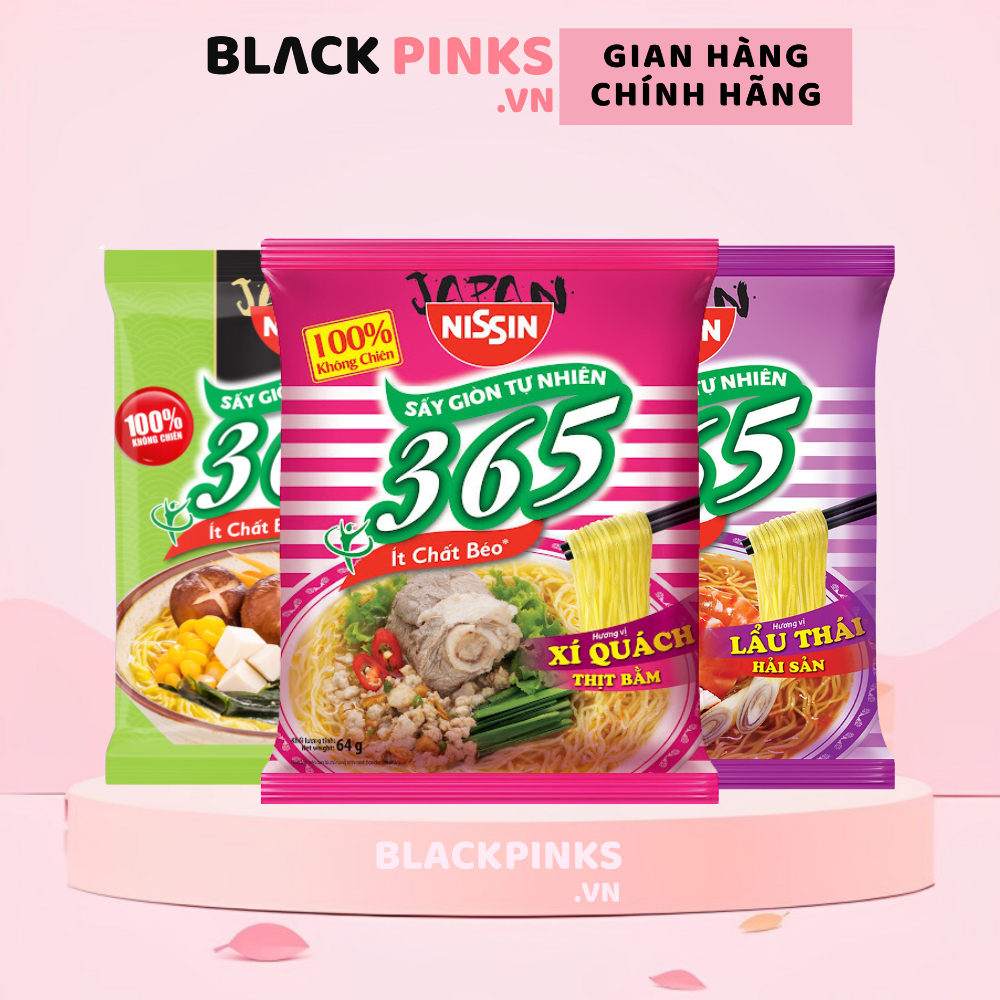 Thùng 30 gói Mì không chiên Nissin 365 hương vị xí quách thịt bằm/ lẩu Thái hải sản/ súp rong ...
