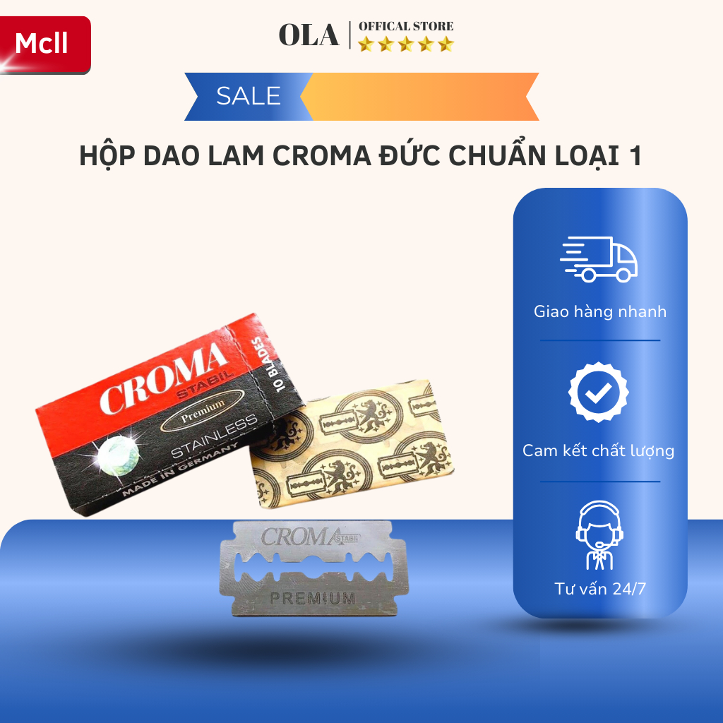 Dao Tem, Dao Lam Cạo Râu Croma Đức Chuẩn Xịn 1 Hộp 10 Cái - Mỹ Phẩm Ola ...