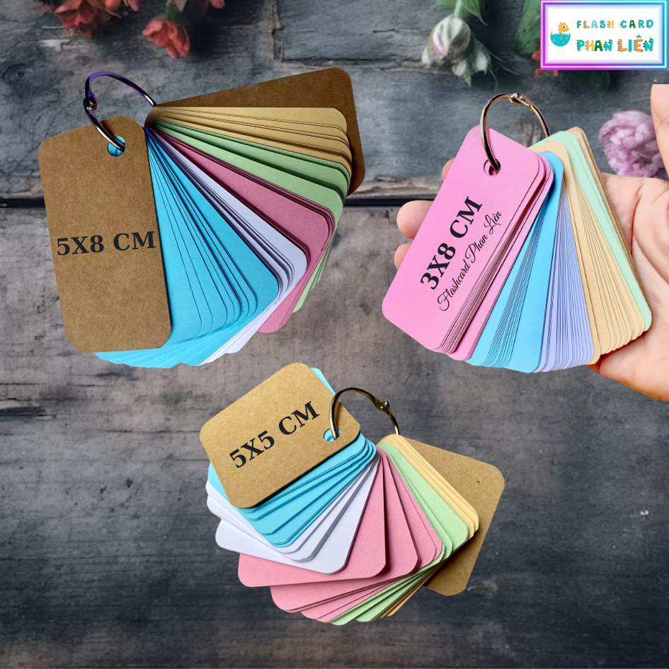 bán sĩ -1000 thẻ Flashcard học từ vựng 5 MÀU mix nổi bật, giấy note 5X5 ...
