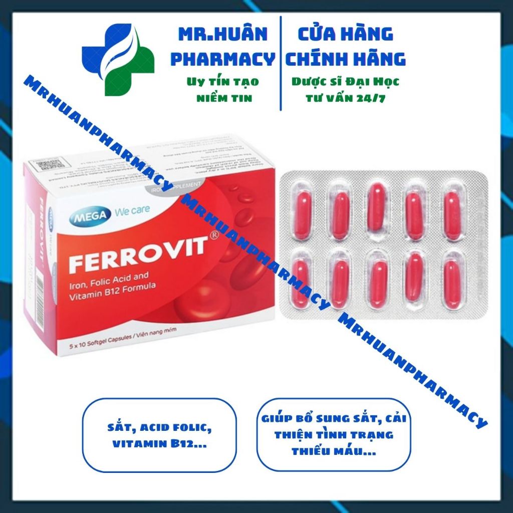 Ferrovit (Hộp 50 viên) - Giúp bổ sung sắt, cải thiện tình trạng thiếu ...