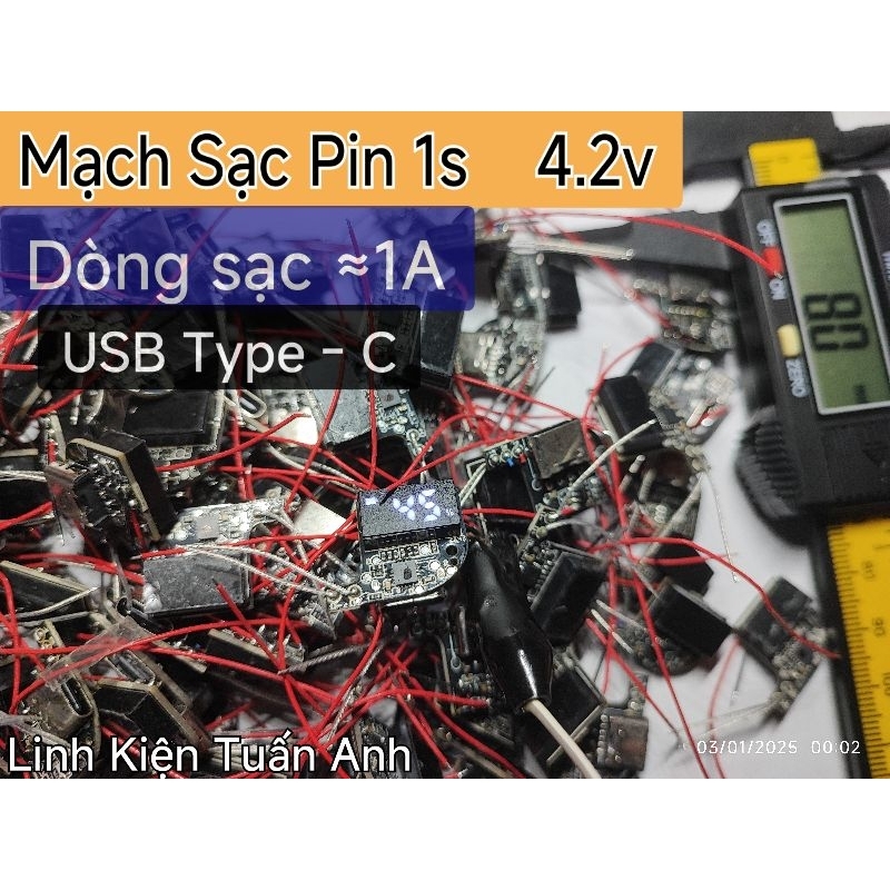 Mạch sạc pin 1s 4,2v. Usb type C . Có màn hình hiển thị. | Shopee Việt Nam