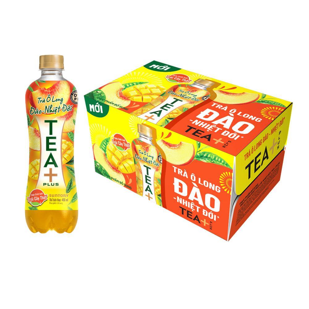 Trà ô long đào nhiệt đới Tea Plus chai 1 lít Olong Tea+ chứa chiết xuất ...