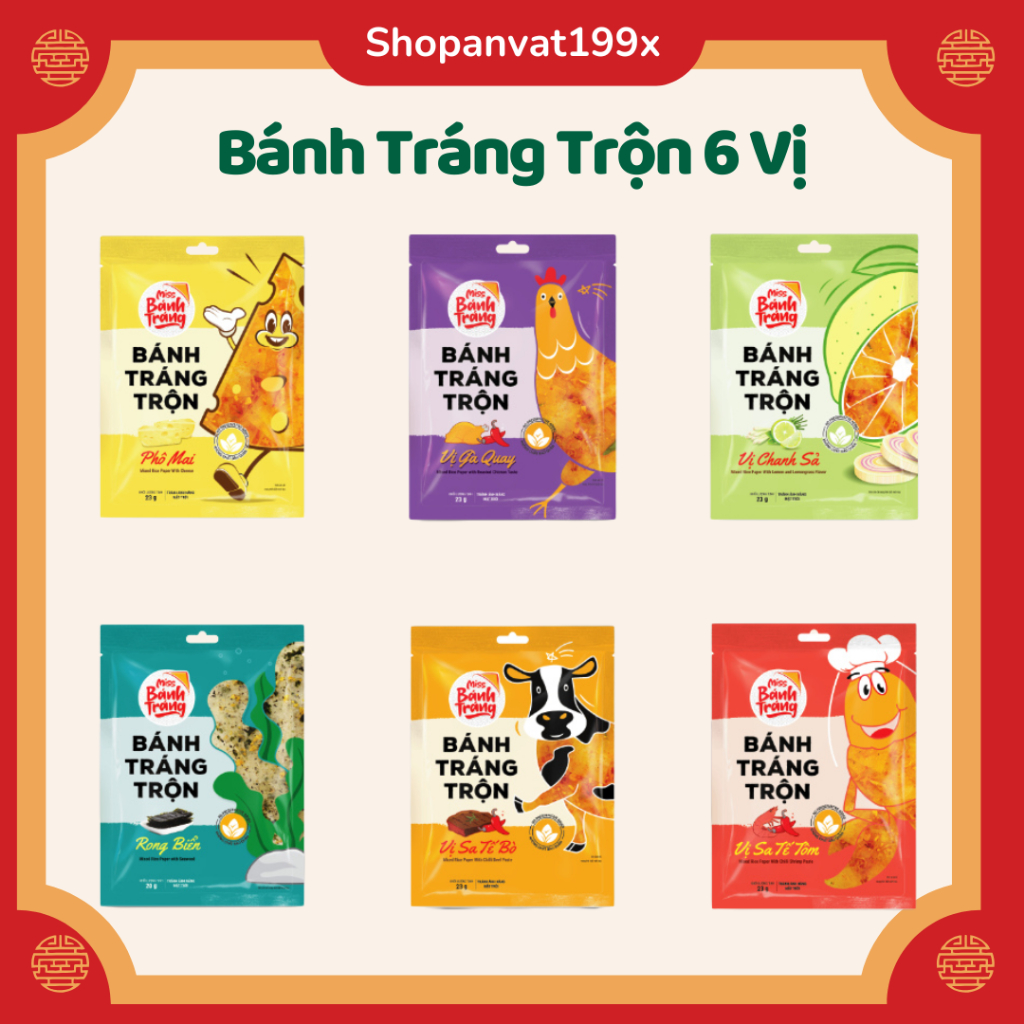 Bánh Tráng Trộn 6 Vị Miss Bánh Tráng Gà - Bò - Tôm - Rong Biển, Phô Mai ...