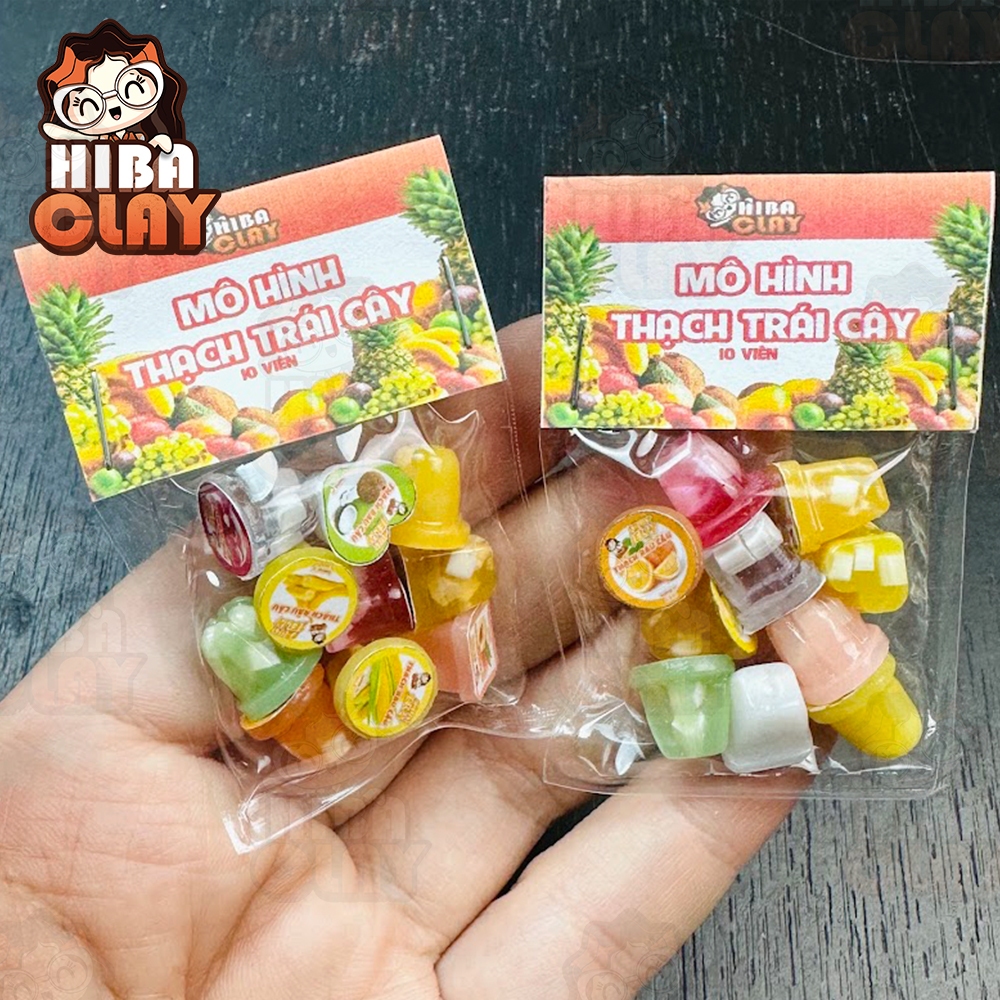 Mô hình 1 gói 10 viên thạch trái cây, Mini Food, đồ ăn tí hon , đồ ăn ...
