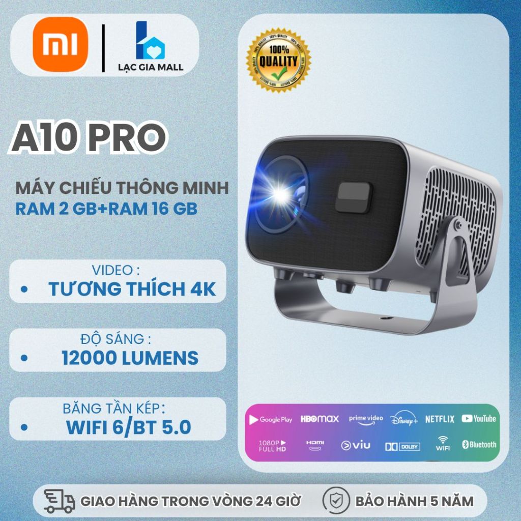 XIAOMI A10 pro mini 4K Máy chiếu LED thông minh Android 11 Hỗ trợ kết ...