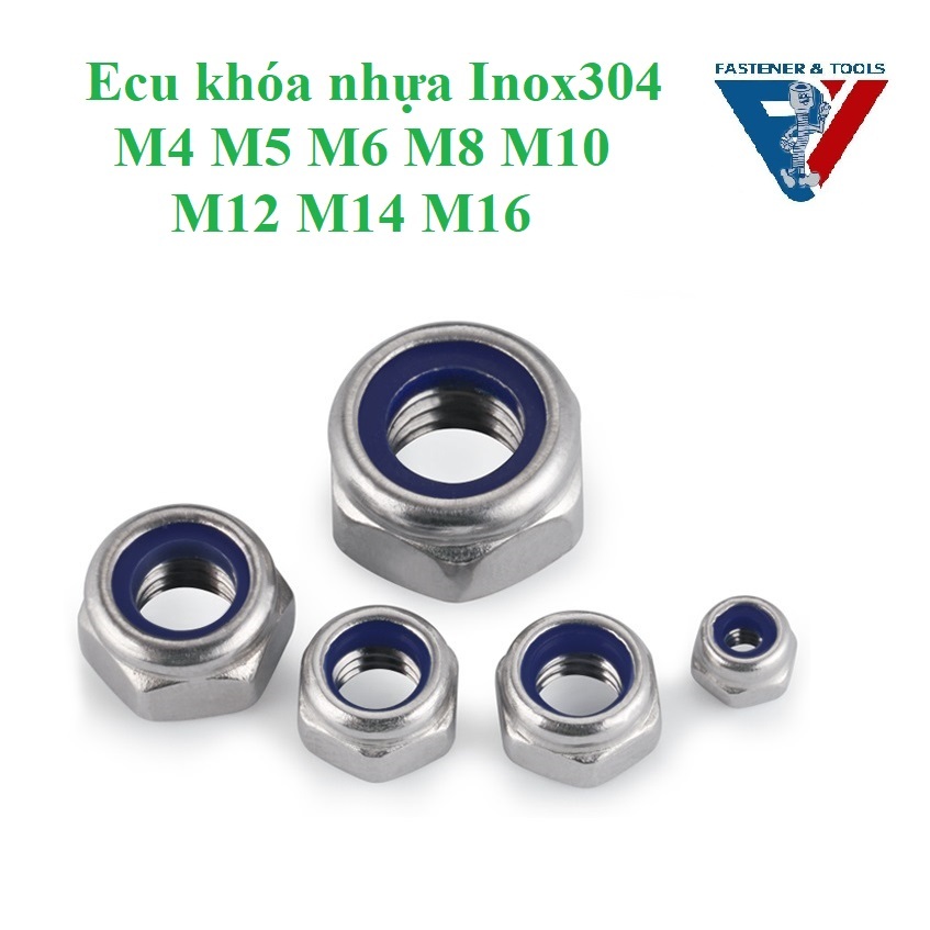 (INOX304) M4-M16 Tán keo ecu khóa nhựa DIN985 INOX 304 M4-M16 | Shopee ...