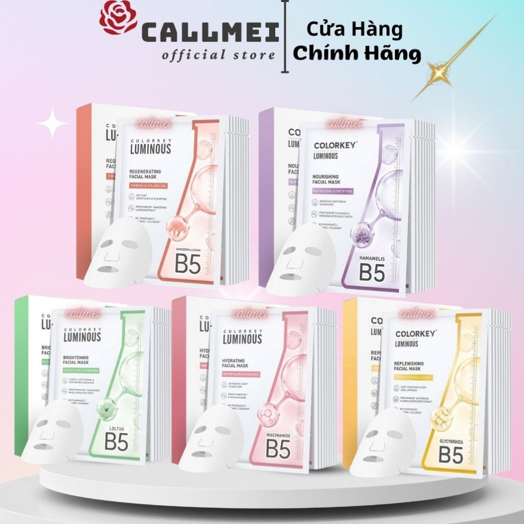 Hộp 10 Miếng Mặt Nạ Giấy Cấp Ẩm Colorkey Luminous Vitamin B5 Facial ...
