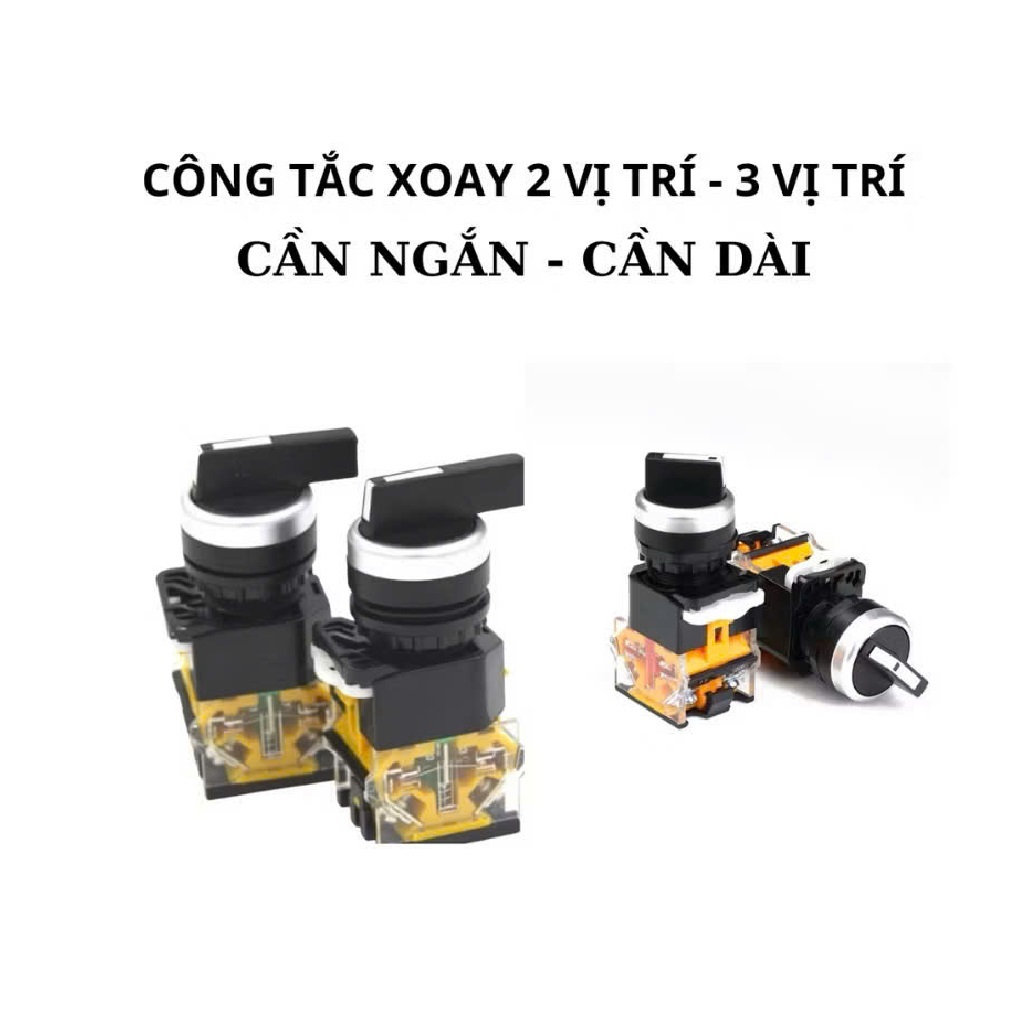 [Đơn tối thiểu 30k] Công tắc xoay 2 vị trí, 3 vị trí (cao cấp), LA38, "Phi Φ22mm", loại cần dài ...