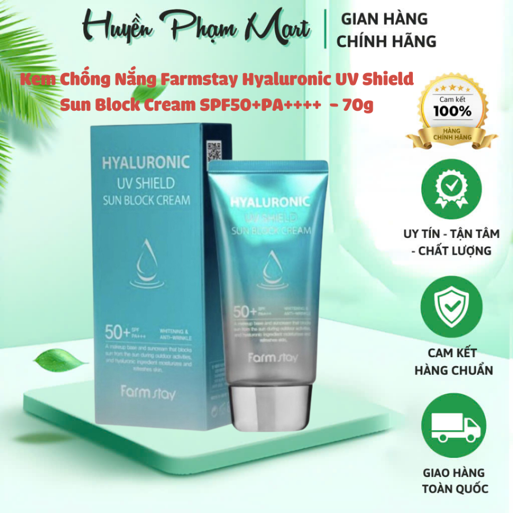 Kem Chống Nắng Farmstay Hyaluronic UV Shield Sun Block Cream SPF50+PA++++ Cấp Ẩm Bật Tone Cho Da ...