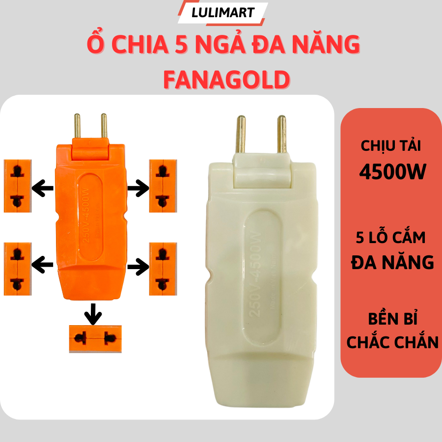 Ổ Cắm Chia 5 Ngả Đa Năng Fanagold Chịu Tải 4500w Xoay 180 Độ | Shopee ...