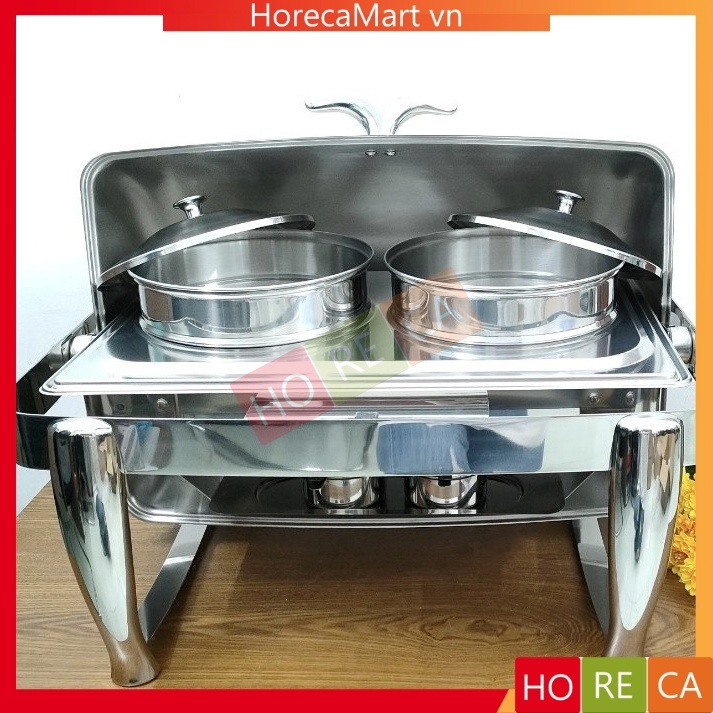 Nồi hâm súp (soup, cháo, lẩu) buffet chữ nhật 9L có nắp đậy inox cao ...