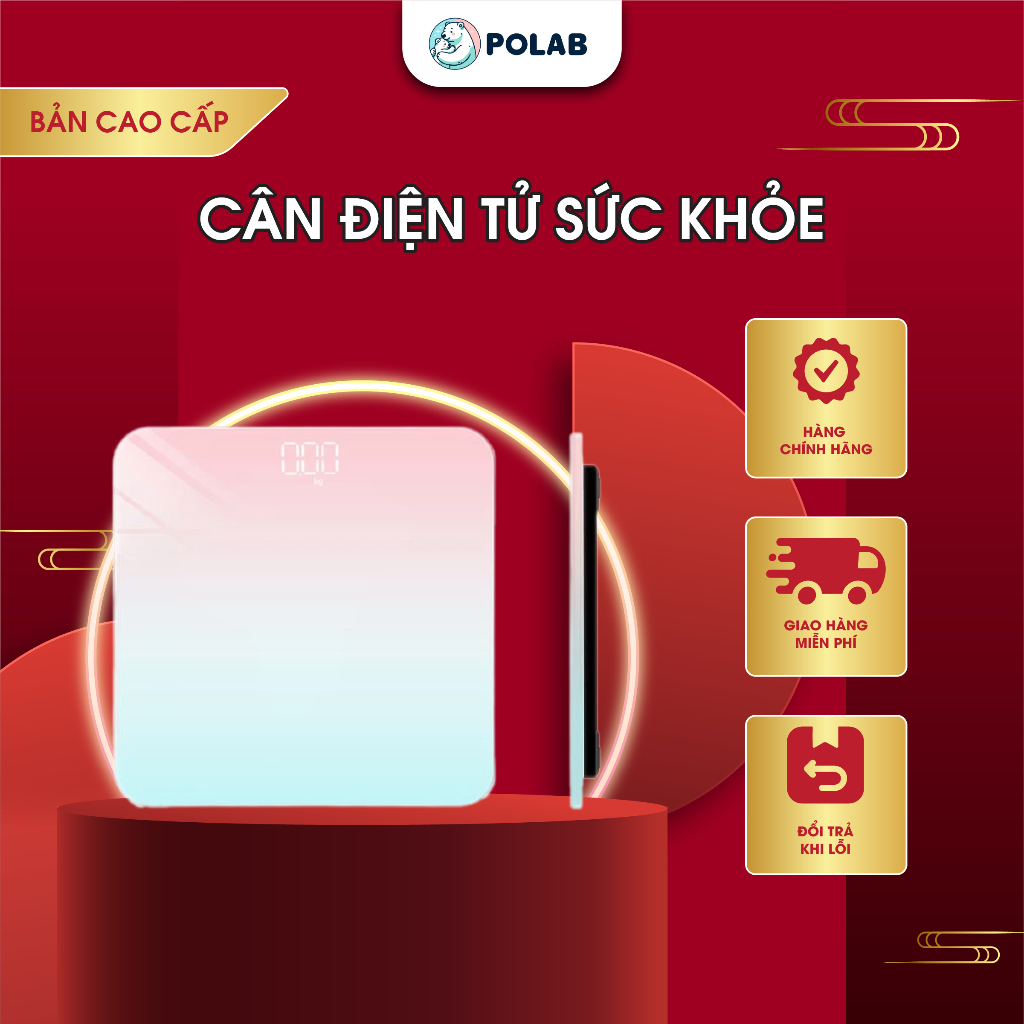 Cân Điện Tử Sức Khỏe Kính Cường Lực Tải Trọng 180kg Màn Hình Led Polab | Shopee Việt Nam