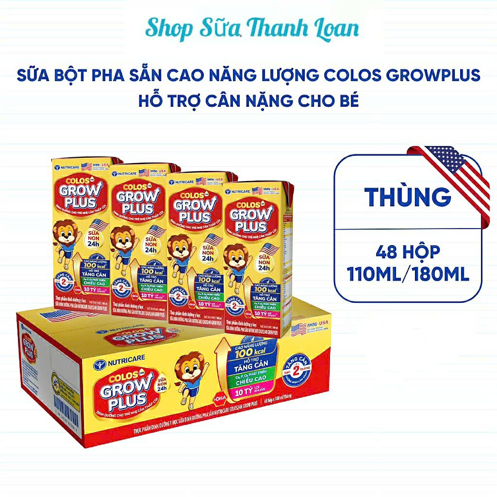 [HSD T2-2026] Thùng 48 Hộp Sữa Pha Sẵn 110ml/ 180ml Nutricare Colos 24h Grow Plus. | Shopee Việt Nam