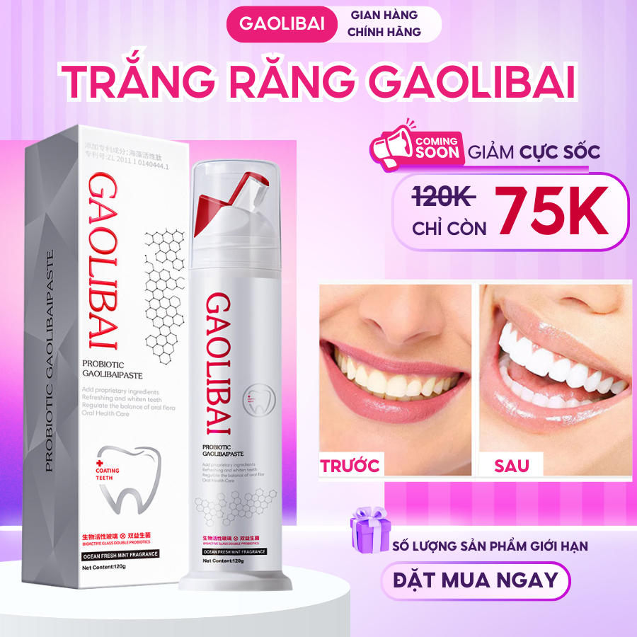 Kem Đánh Trắng Răng Tự Nhiên GAOLIBAI Nano Bạc Hương Thơm Mát Khử Ổ ...