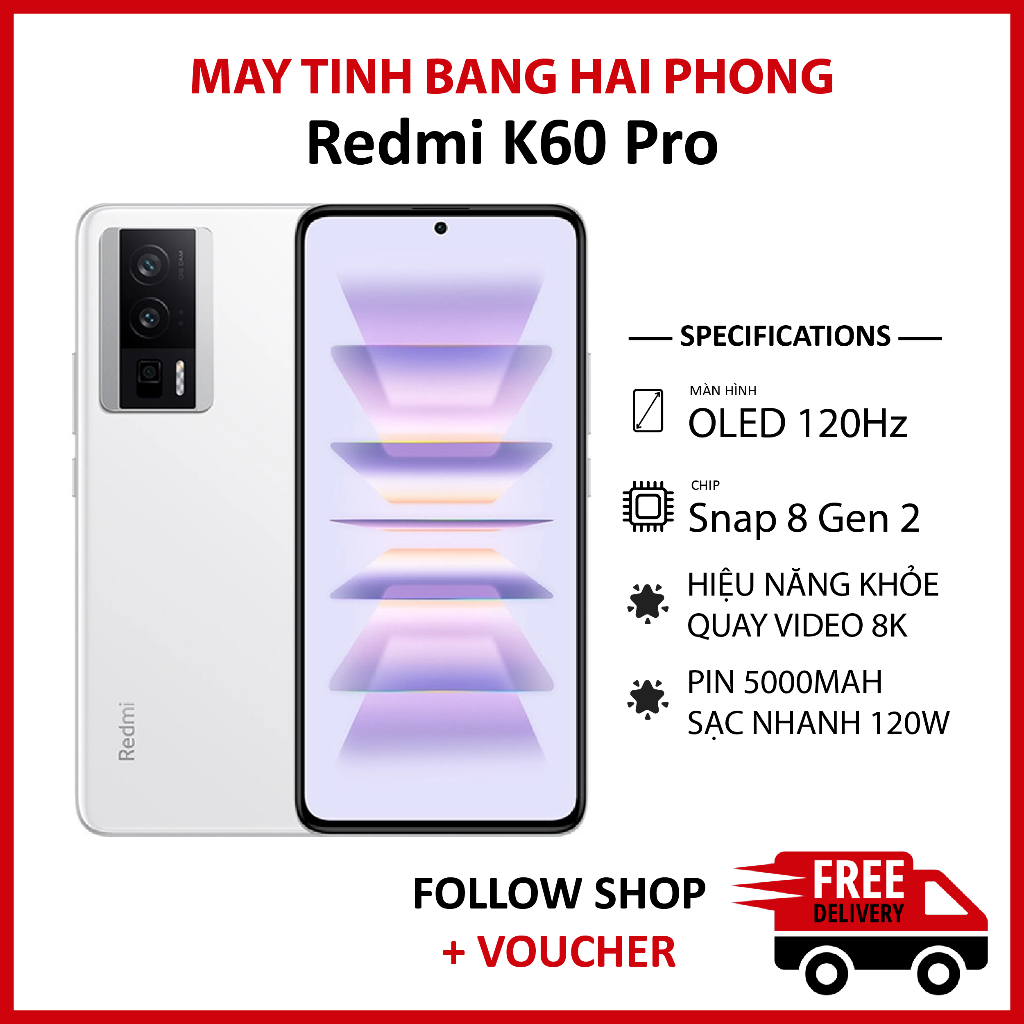 Điện thoại Xiaomi Redmi K60 Pro, RAM 12/256GB chip Snapdragon 8 Gen 2 màn 2K 120Hz hỗ trợ sạc ...