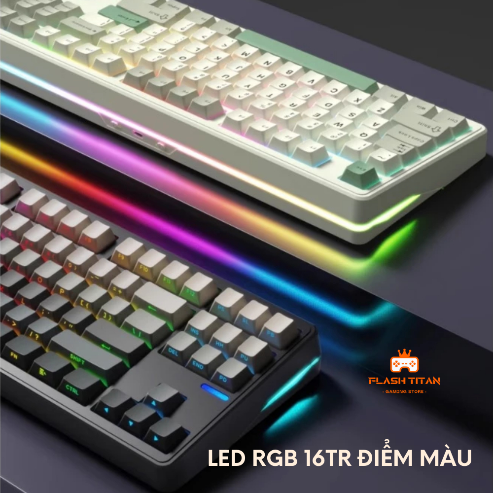 Bàn phím cơ không dây RICCKS RS8 HIFI - QMK/VIA Chính Hãng - 3 mode kết nối - LED RGB nhiều chế ...