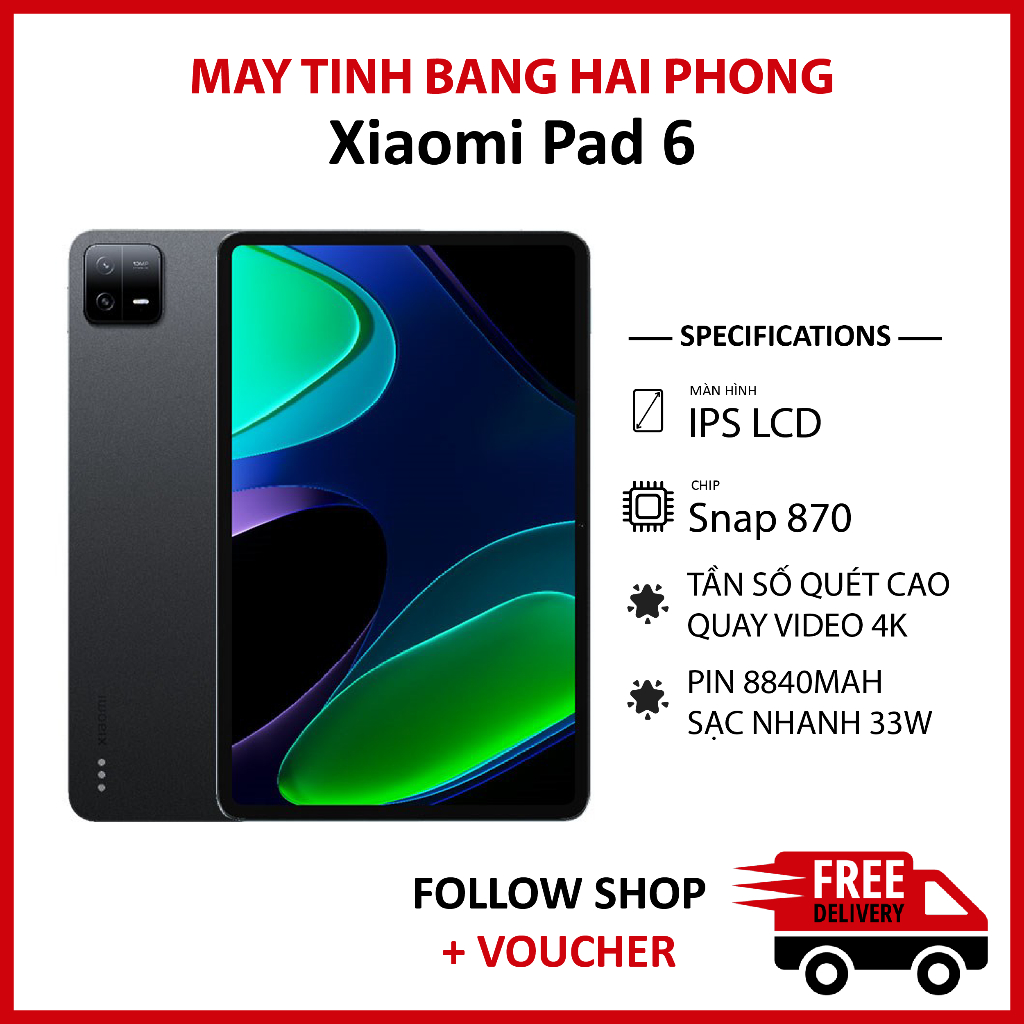 Máy tính bảng Xiaomi Mi Pad 6 Fullbox rom quốc tế RAM 6/128GB chip Snapdragon 870 5G màn 144Hz 2 ...