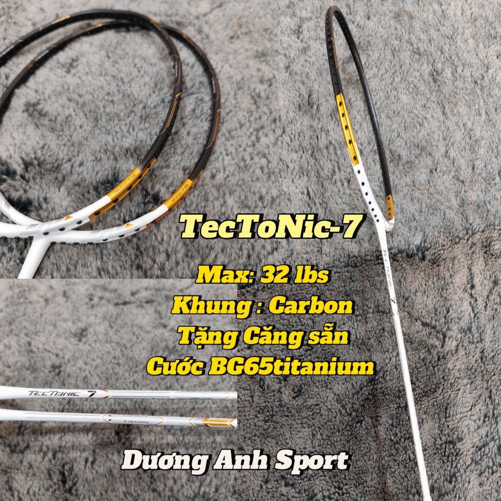 Vợt Cầu Lông TETONIC-7 Khung carbon,max 32lbs,Thiên công(TẶNG căng sẵn ...